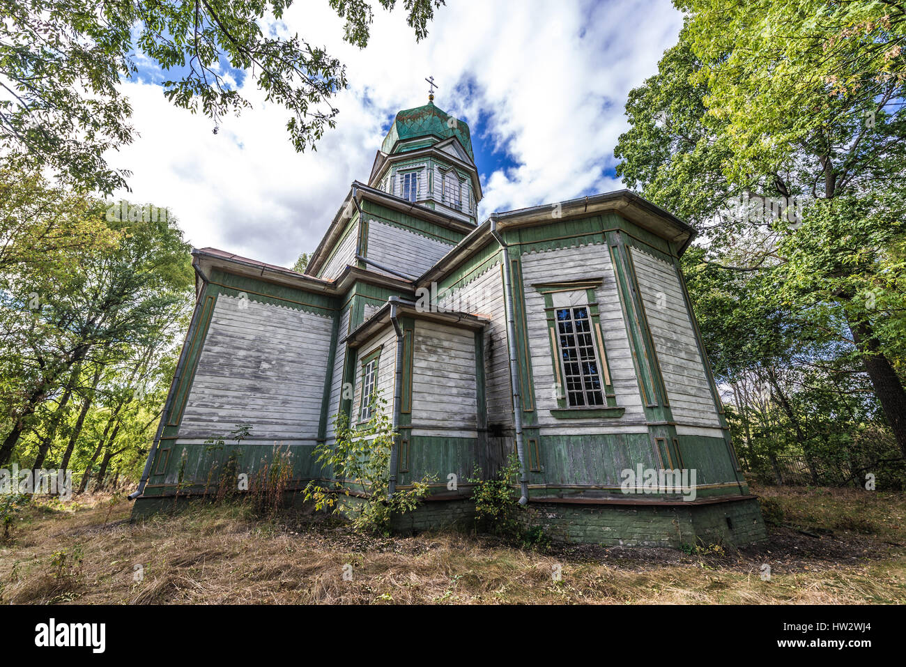 Wooden Orthodox church of Saint Michael in Krasne, one of abandoned ...