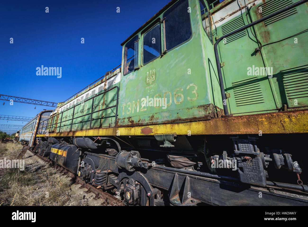Old locomotive on Yaniv railway station, Chernobyl Nuclear Power Plant ...