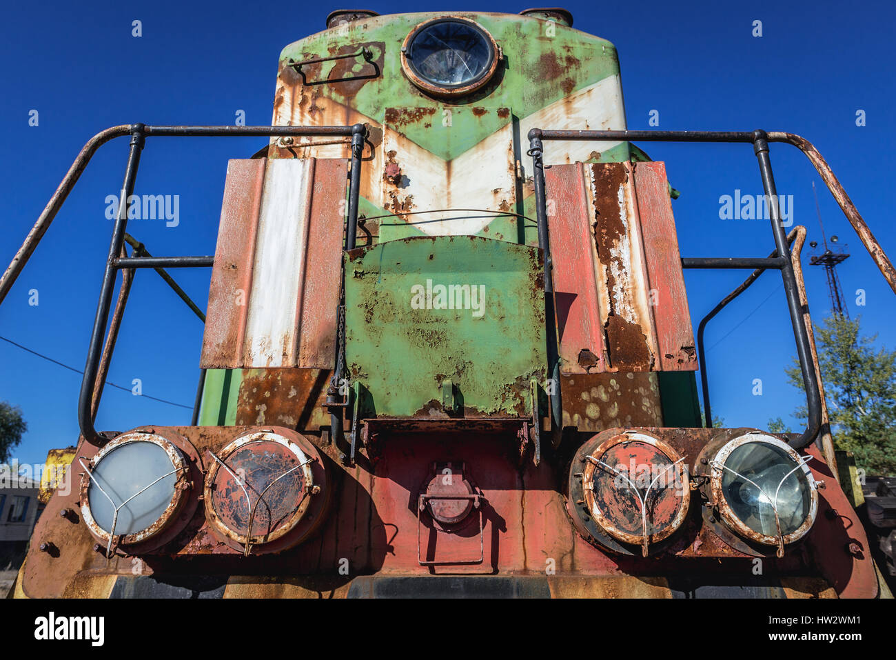 Old locomotive on Yaniv railway station, Chernobyl Nuclear Power Plant ...