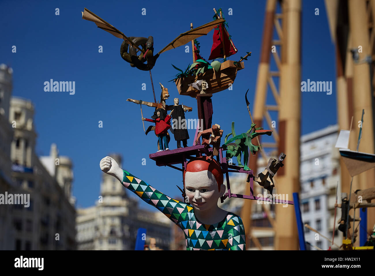 Valencia, Spain. 16th Mar, 2017. Detail of the Falla Infantil of the ...
