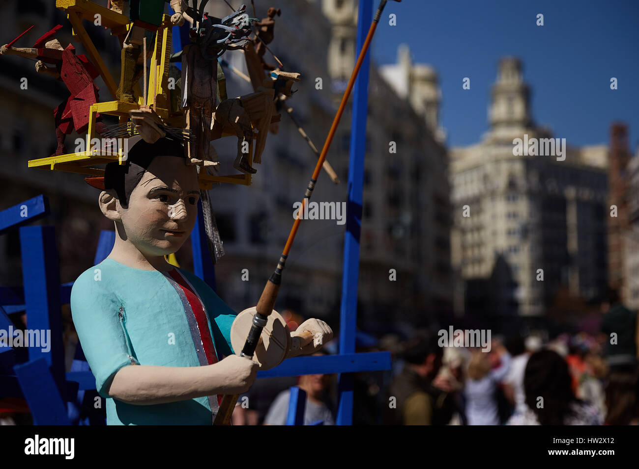 Valencia, Spain. 16th Mar, 2017. Detail of the Falla Infantil of the ...