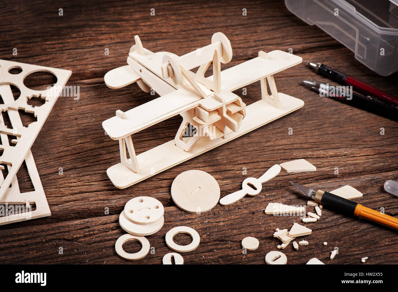 Balsa wood model airplane kits, Hobby and leisure concept Stock Photo ...