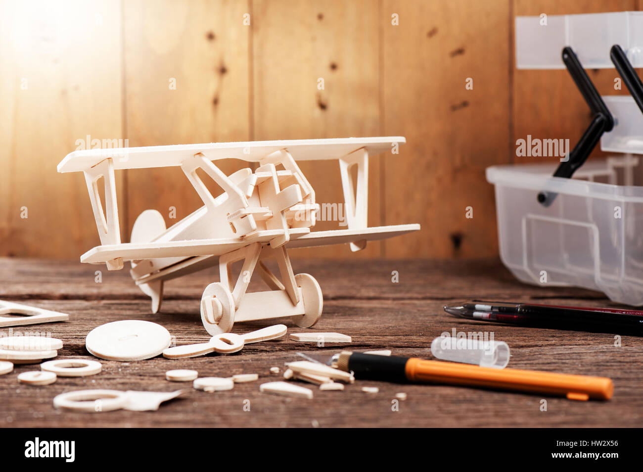 Balsa wood model airplane kits, Hobby and leisure concept Stock Photo ...