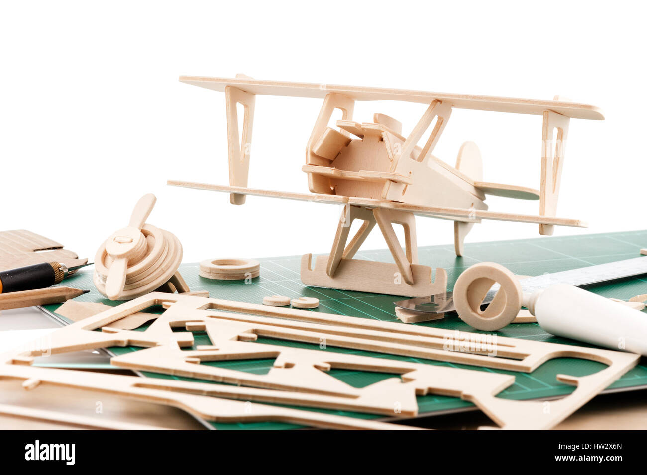 Balsa wood model airplane kits, Hobby and leisure concept Stock Photo ...