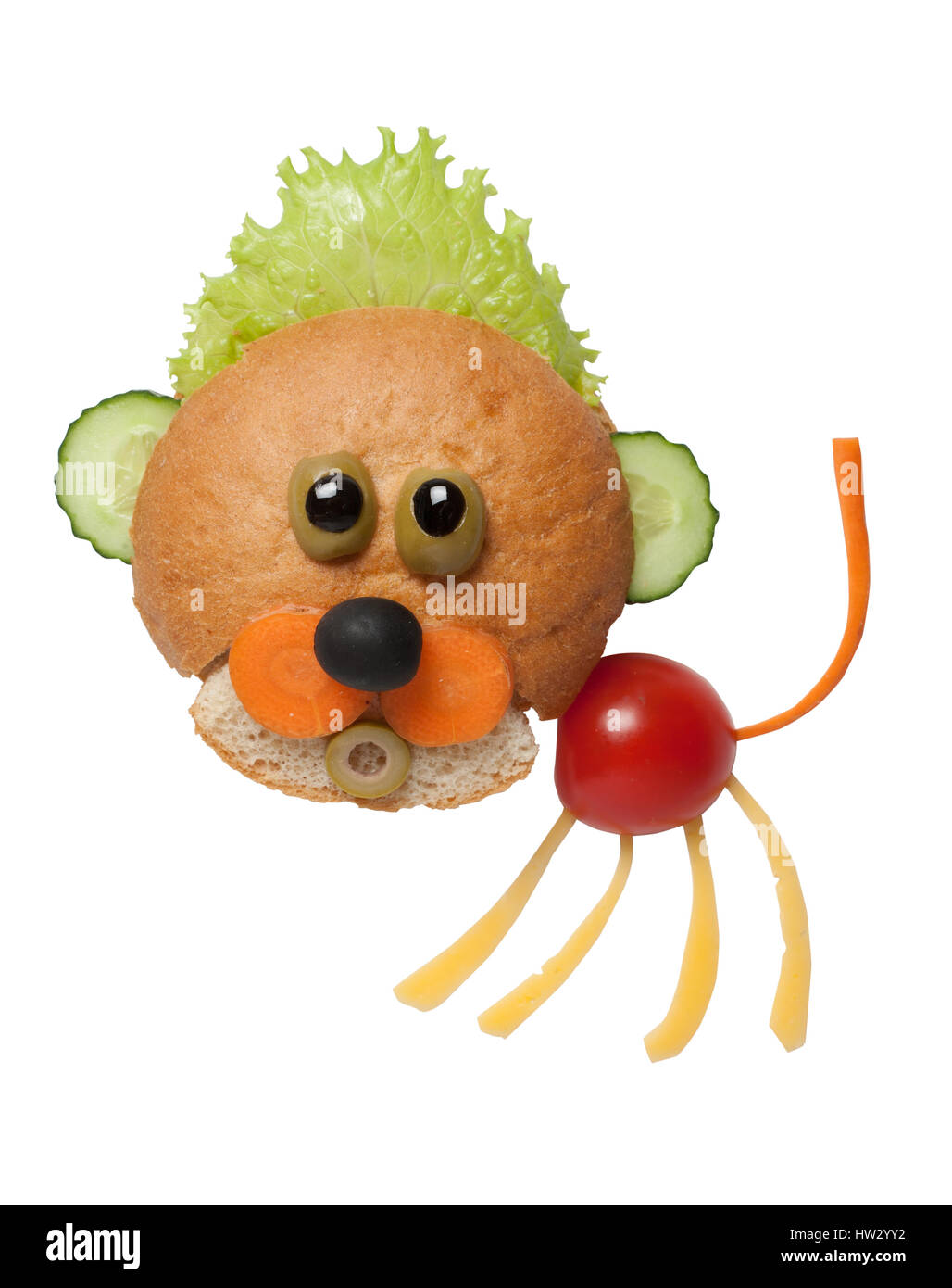 Cub made of bread and vegetables on white background Stock Photo - Alamy