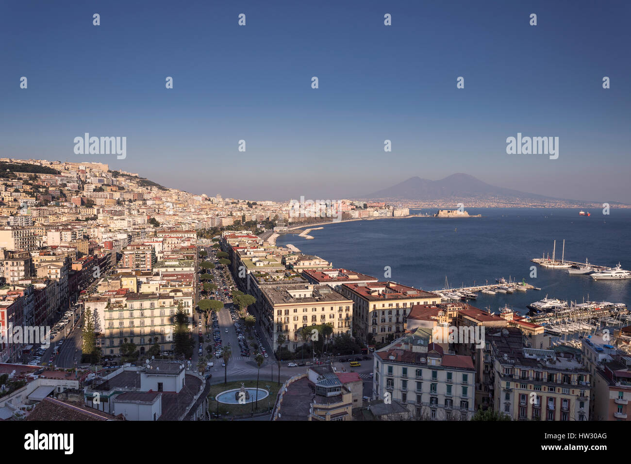 Naples and the Gulf of Naples with Mount Vesuvius in the background ...
