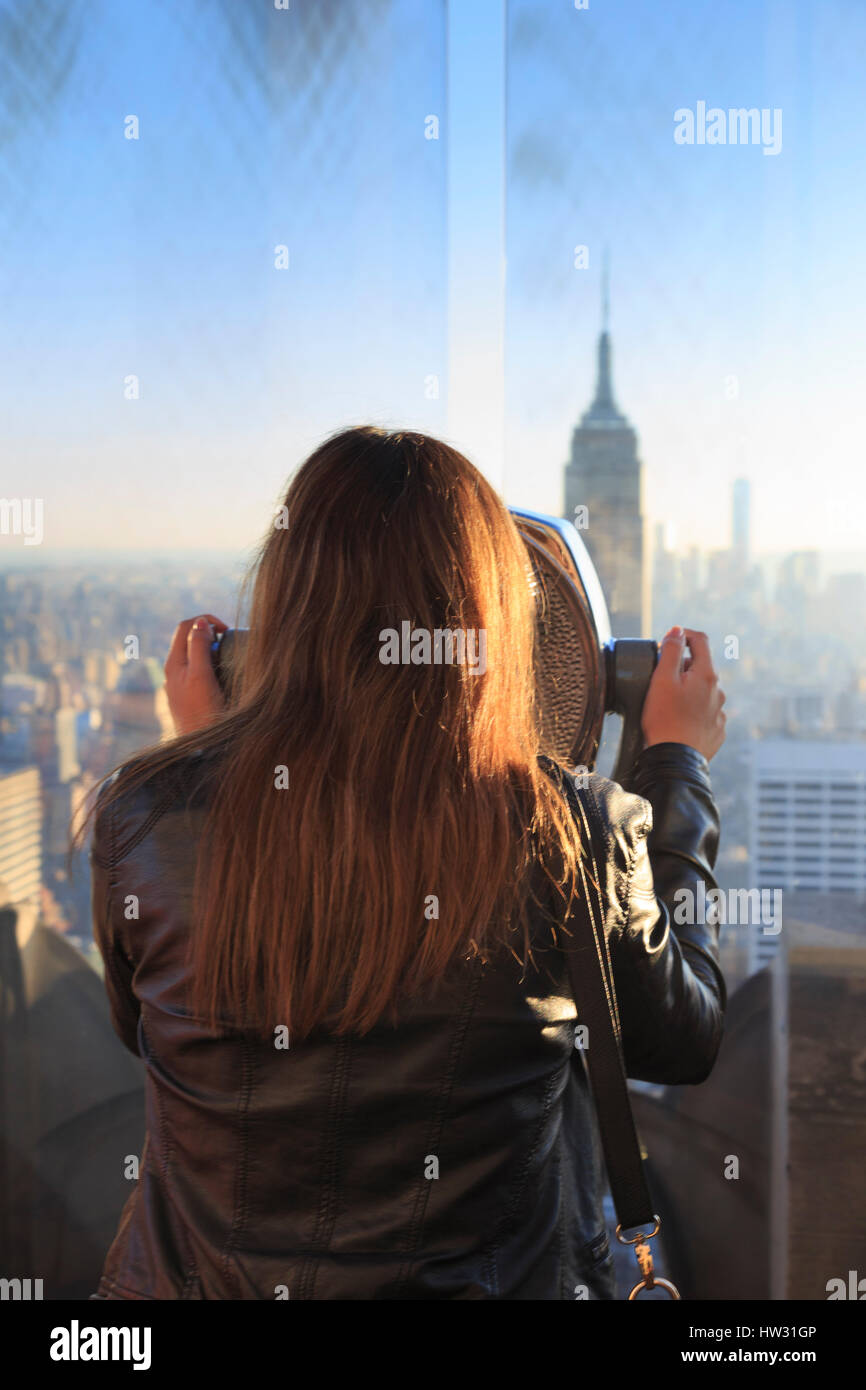 USA, New York, New York City, Manhattan, Top of the Rock Observatory ...