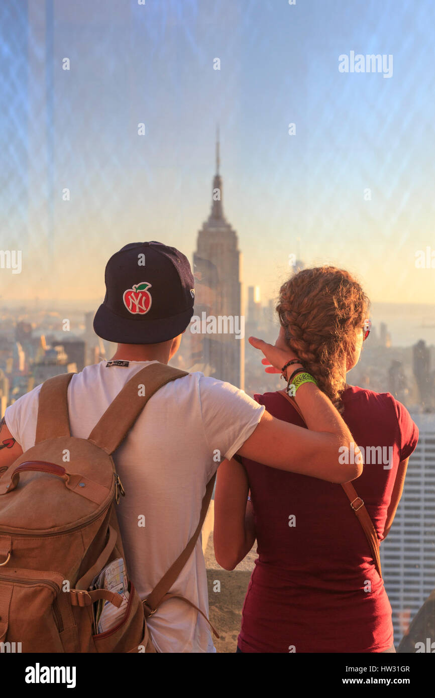 USA, New York, New York City, Manhattan, Top of the Rock Observatory ...