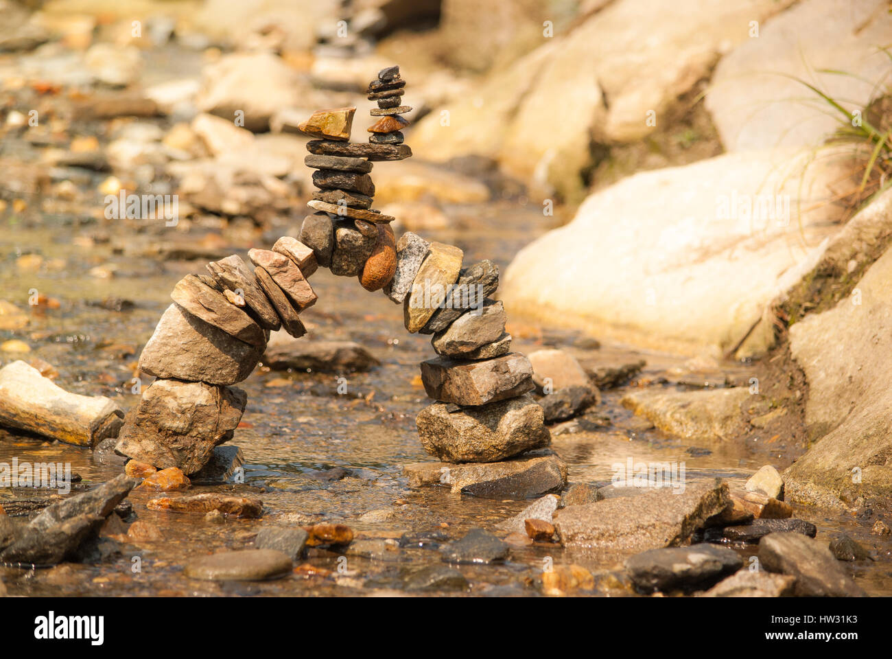Arched Pebble Bridge horizontal left Zen tower bridge of different ...