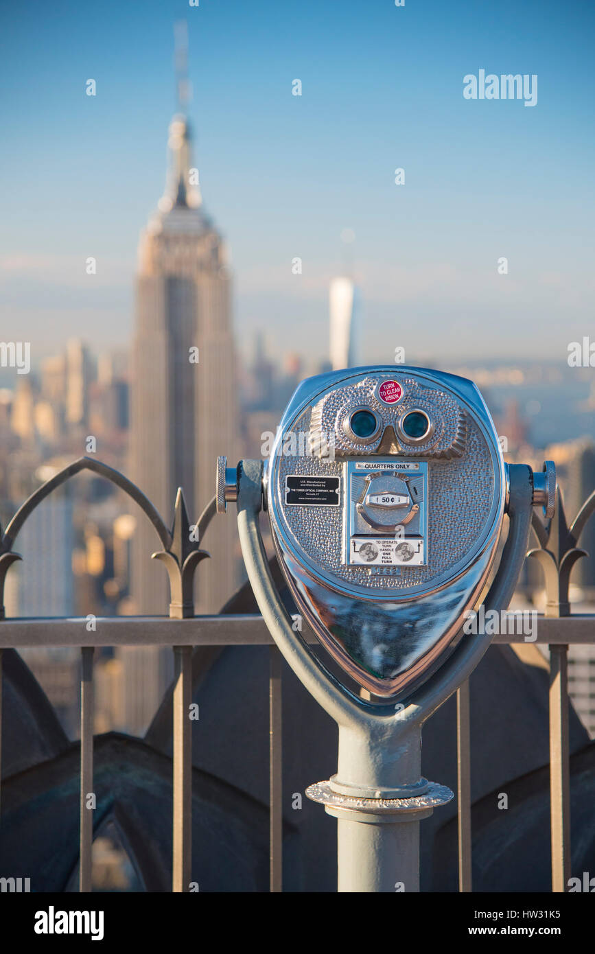 USA, New York, Manhattan, Top of the Rock Observatory, Midtown ...