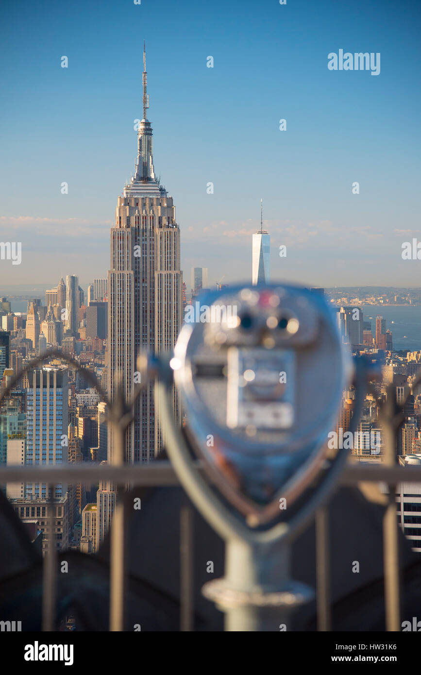 USA, New York, Manhattan, Top of the Rock Observatory, Midtown ...