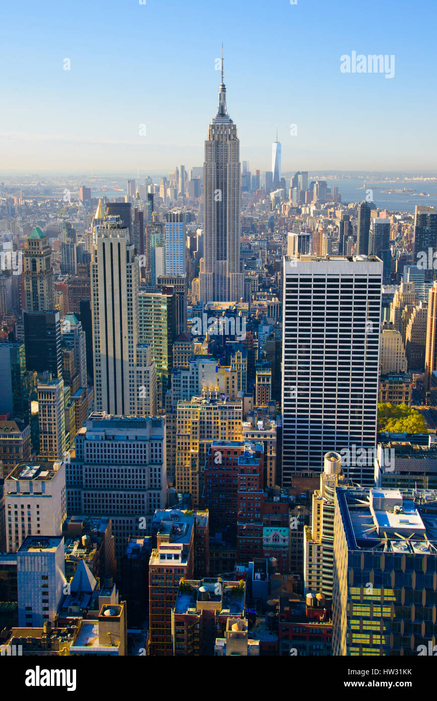 USA, New York, Manhattan, Top of the Rock Observatory, Midtown ...