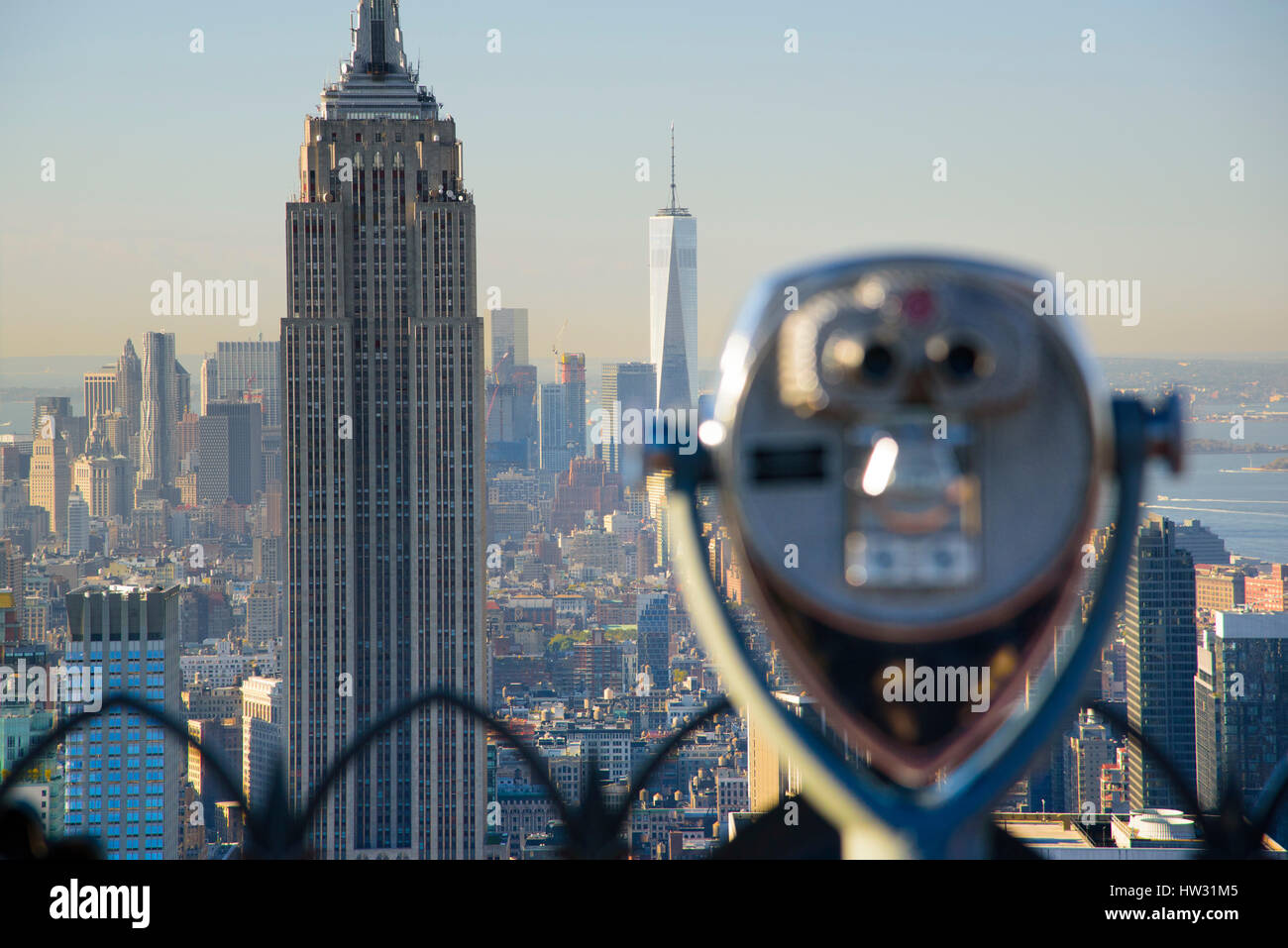 USA, New York, Manhattan, Top of the Rock Observatory, Midtown ...