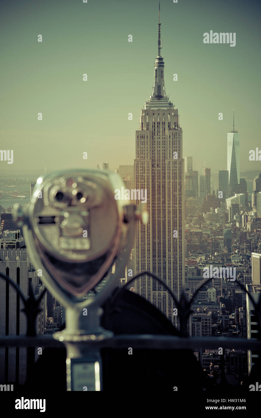 USA, New York, Manhattan, Top of the Rock Observatory, Midtown ...