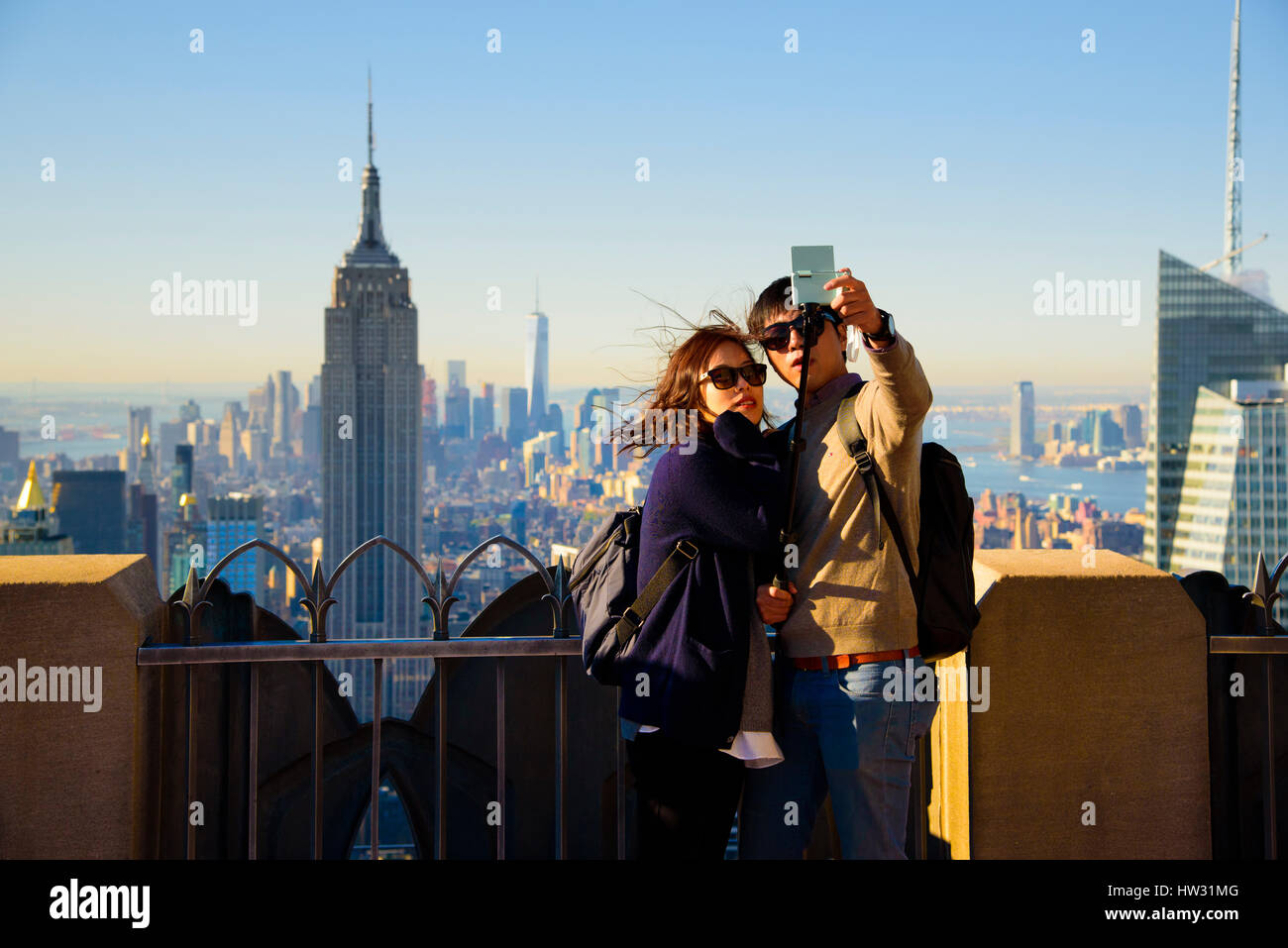 USA, New York, Manhattan, Top of the Rock Observatory, Midtown ...