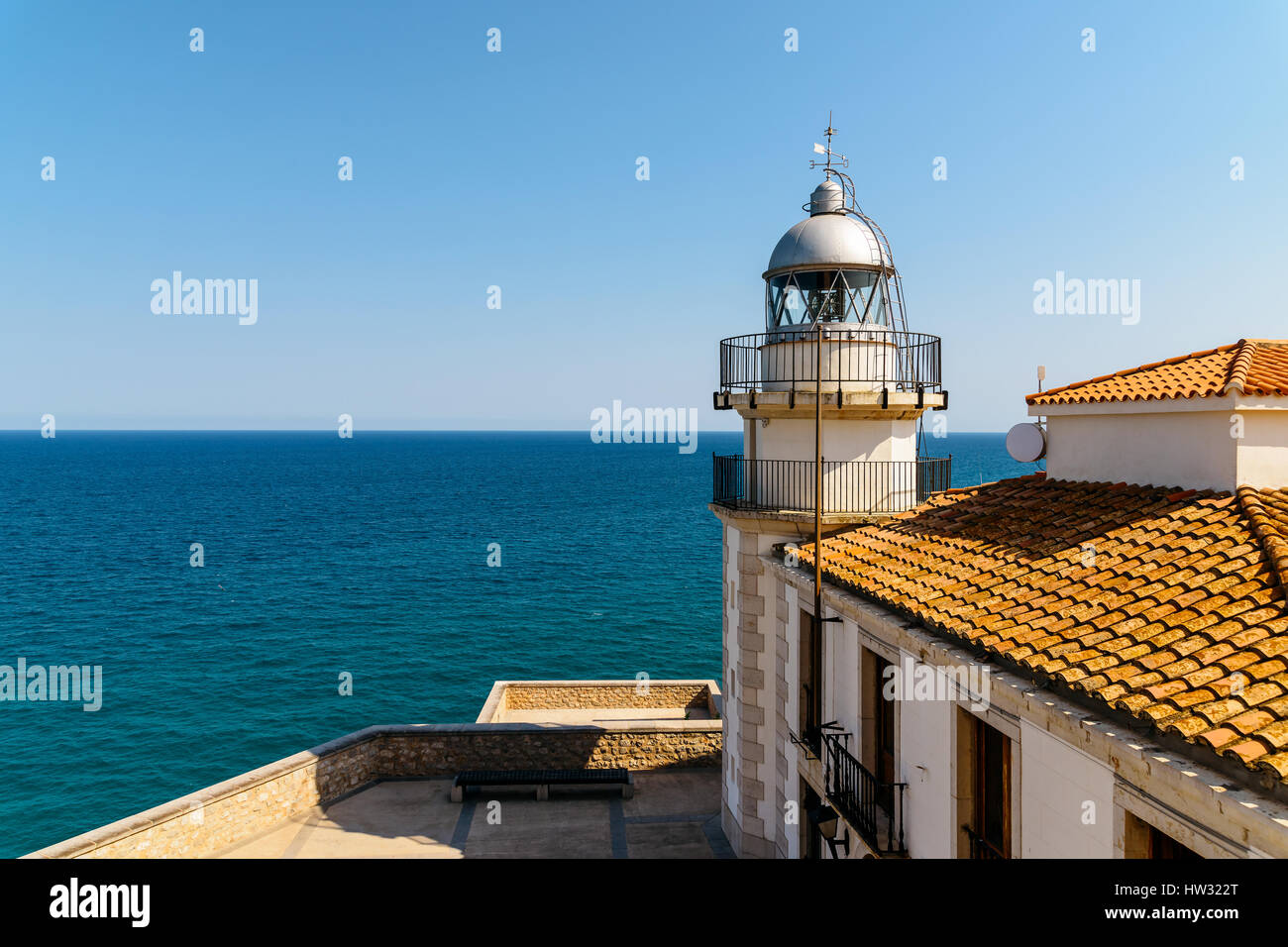 Lighthouse With Mediterranean Sea As Background Stock Photo - Alamy