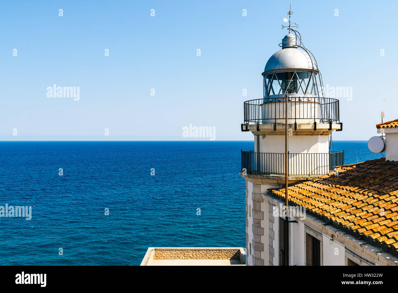 Lighthouse With Mediterranean Sea As Background Stock Photo - Alamy
