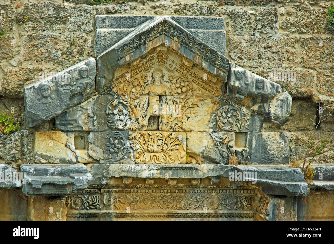 Aspendos, Antalya, Roman Amphitheatre, Stage Relief Detail, Turkey ...