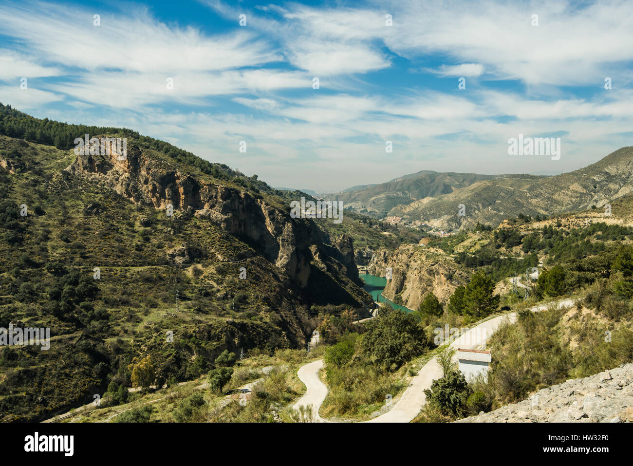 Panoramic vista over Embalse de Canales in Granada, Spain Stock Photo ...