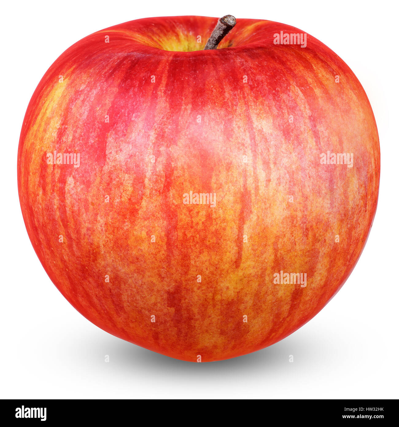 Ripe red apple isolated on white background,top view. With clipping ...