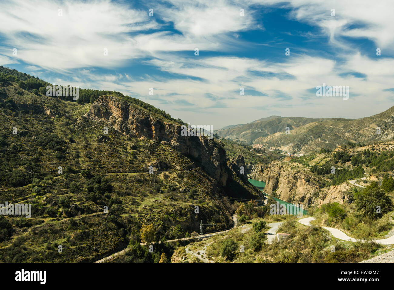 Panoramic vista over Embalse de Canales in Granada, Spain Stock Photo ...