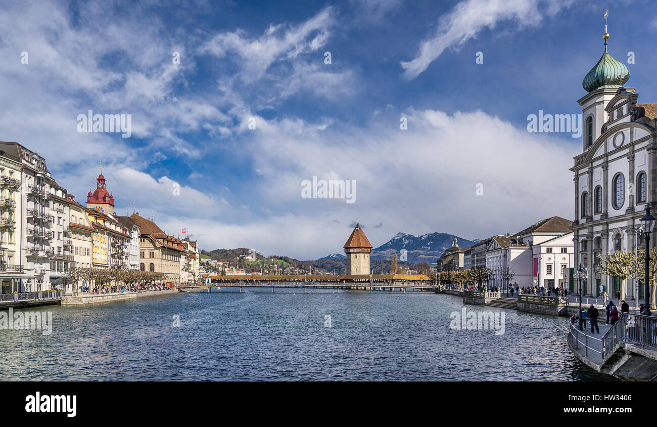 Kapellbruke Bridge (Chapel Bridge} in Lucerne Switzerland Stock Photo ...