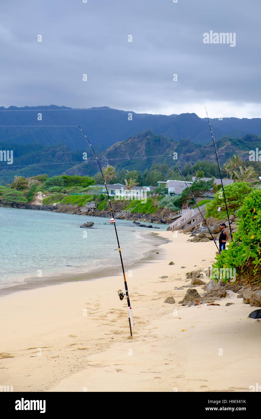 LAIE, HAWAII - FEBRUARY 24, 2017: Fisherman Jameson Humalon competes in ...
