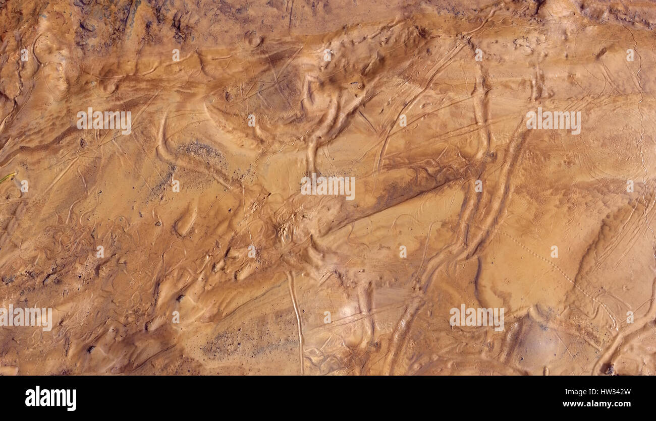 Trace of Water on Mars. Fictional Mars Soil Aerial View Stock Photo - Alamy
