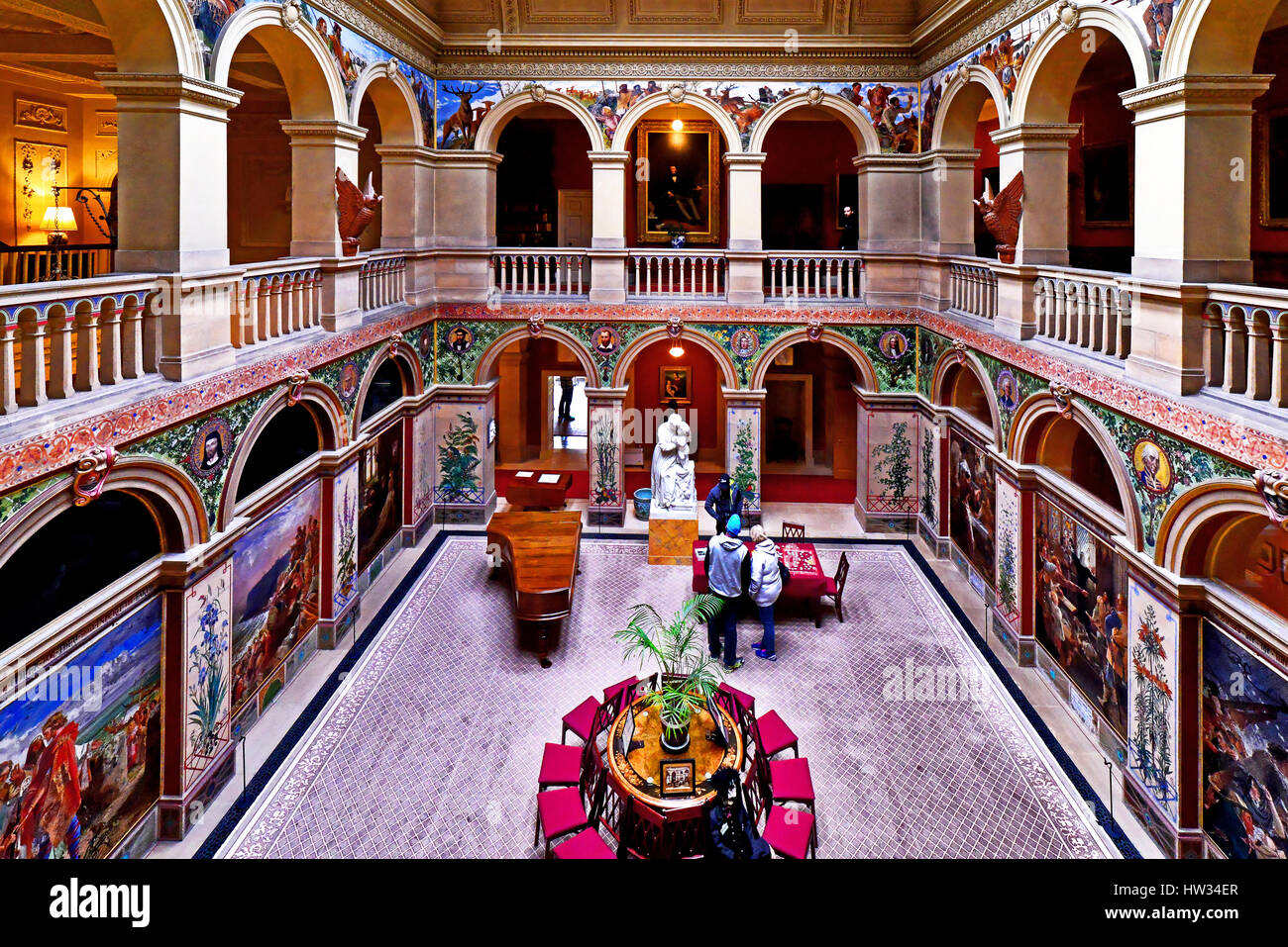Main central courtyard at Wallington Hall Northumberland Stock Photo ...