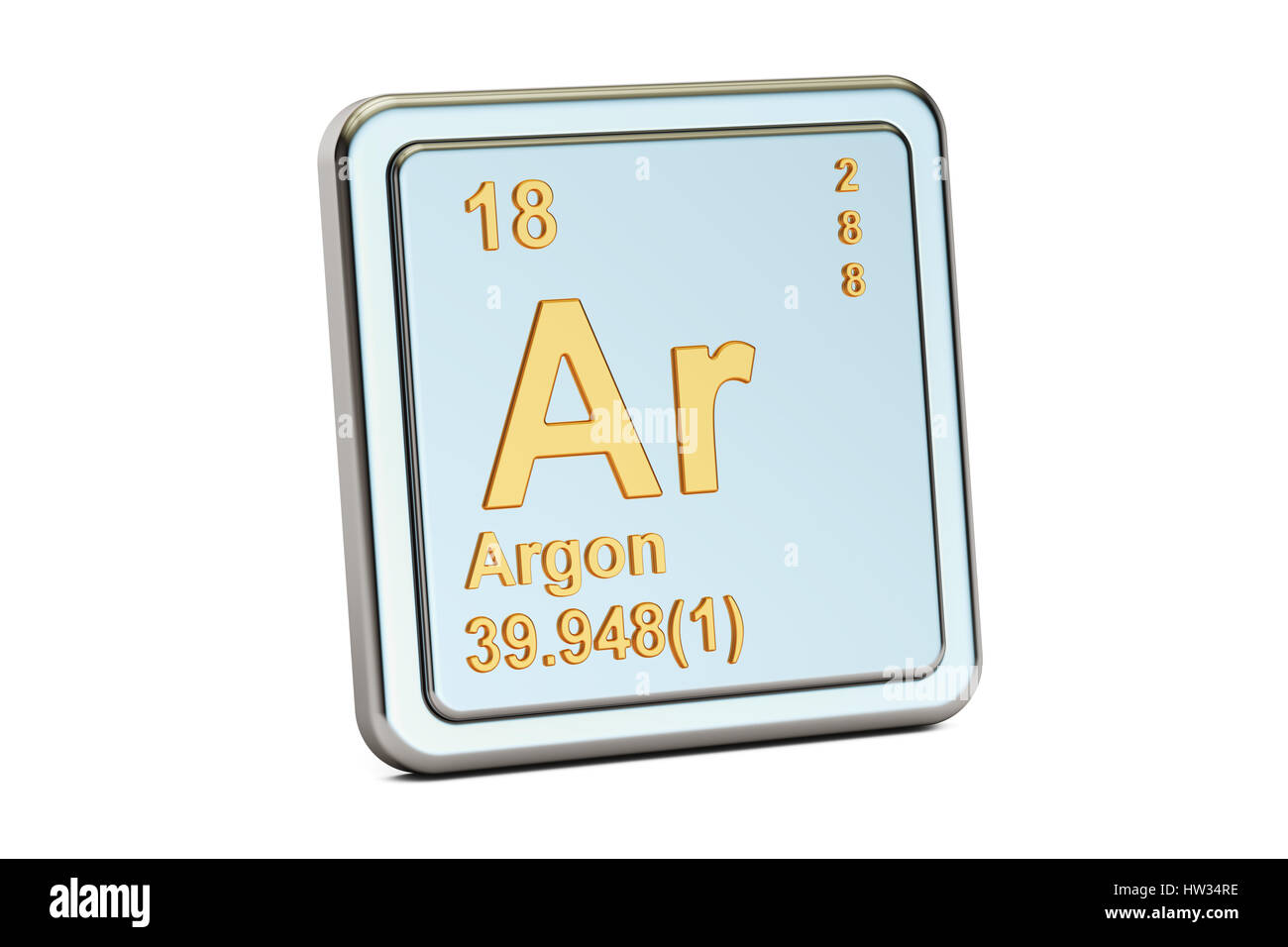 Argon Ar, chemical element sign. 3D rendering isolated on white ...