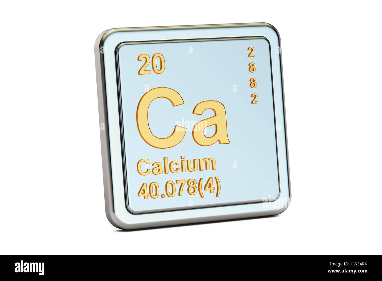 Calcium Ca, chemical element sign. 3D rendering isolated on white ...
