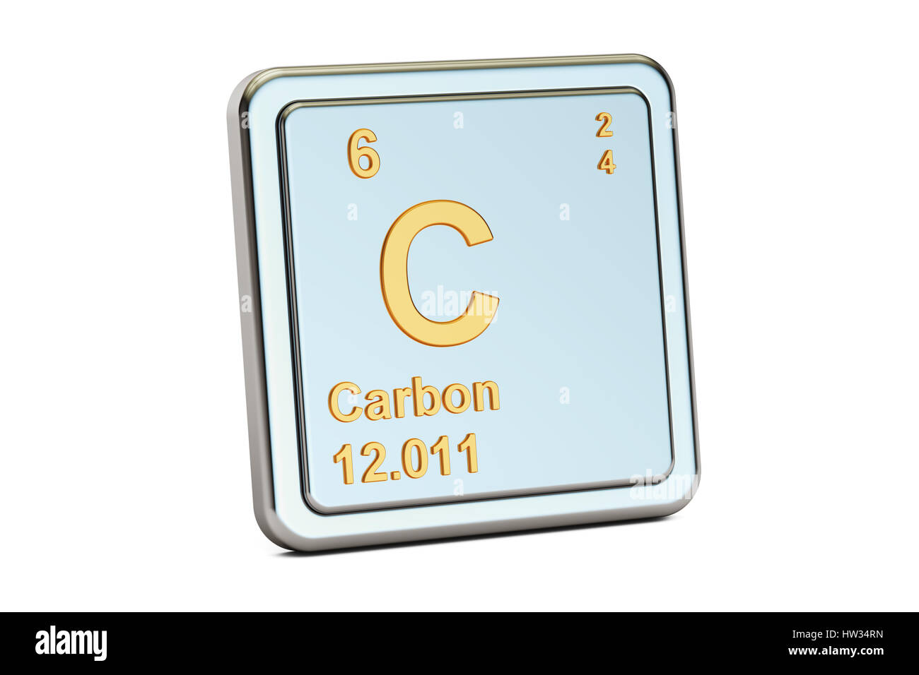 Carbon C, chemical element sign. 3D rendering isolated on white ...