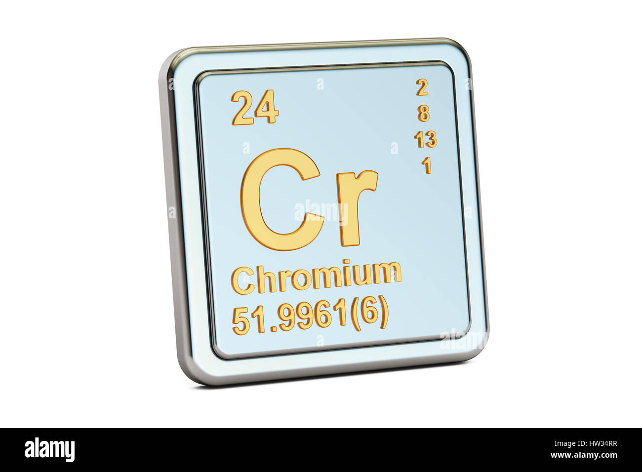 Chromium Cr, chemical element sign. 3D rendering isolated on white ...