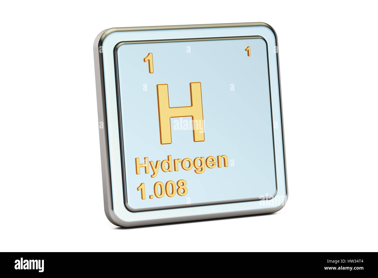 Hydrogen H, chemical element sign. 3D rendering isolated on white ...