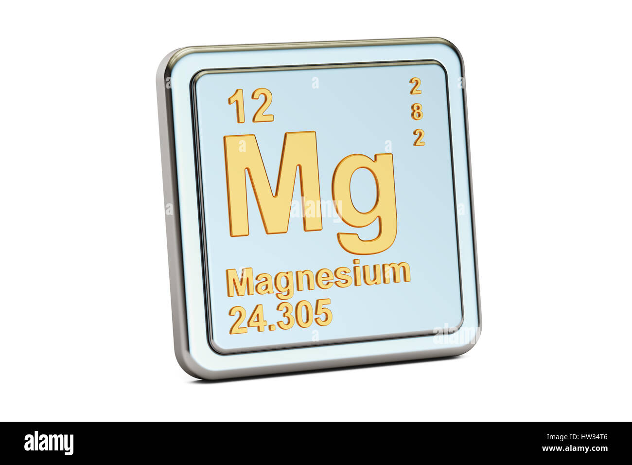 Magnesium, Mg chemical element sign. 3D rendering isolated on white ...