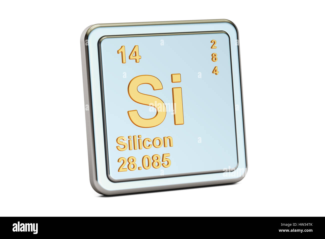 Silicon Si, chemical element sign. 3D rendering isolated on white ...
