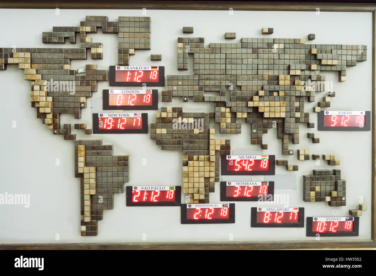 Panel of the world with the time zones of all the continents Stock ...