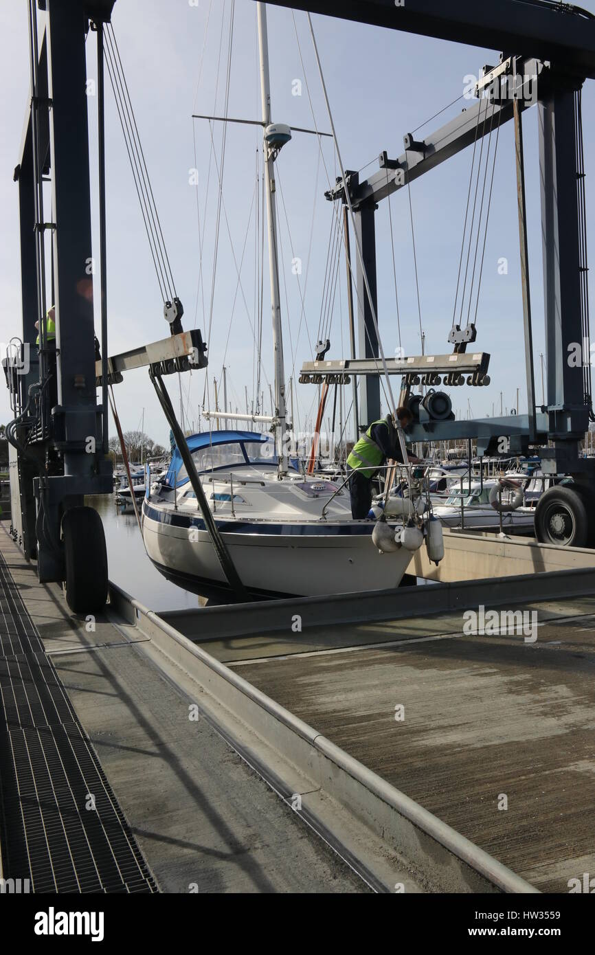 Sailboat with a lowered sail hi-res stock photography and images - Alamy