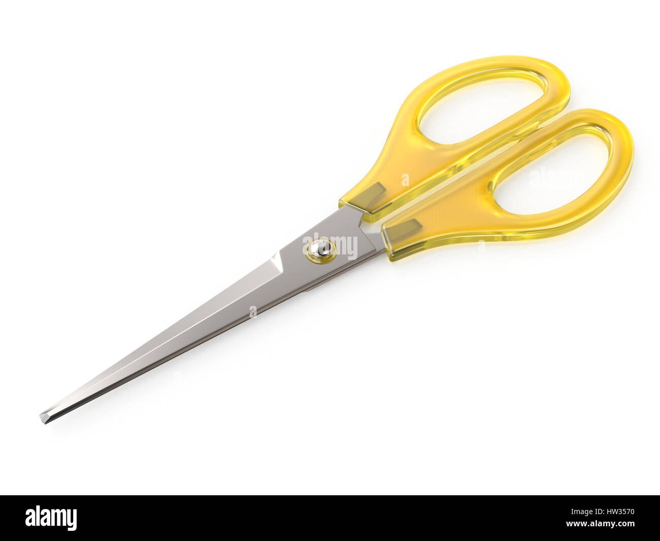 Yellow closed scissors 3D render illustration isolated on white ...