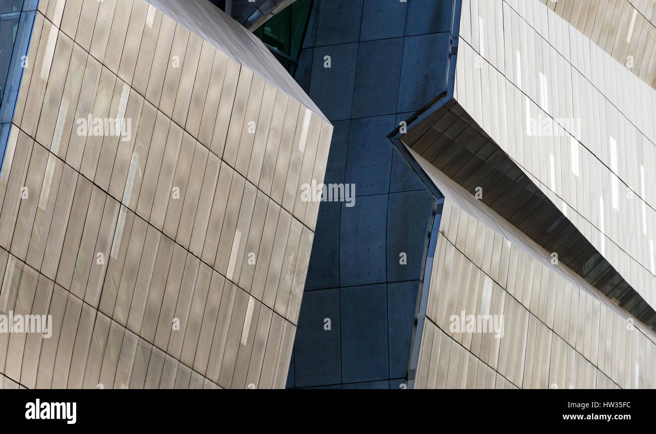 Diagonal lines of a modern building exterior metal background pattern ...