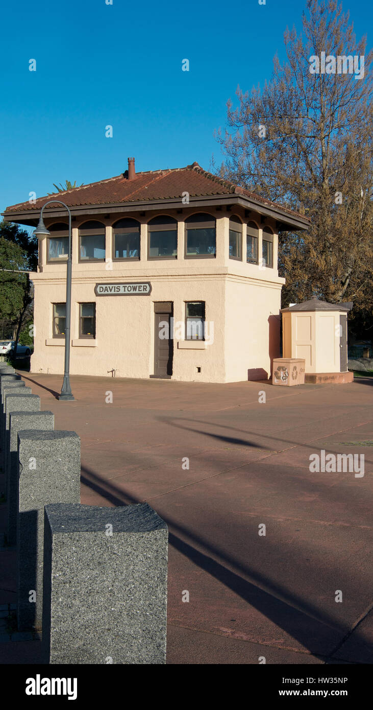Front view of the Davis Tower at the Amtrak Station in Davis ...