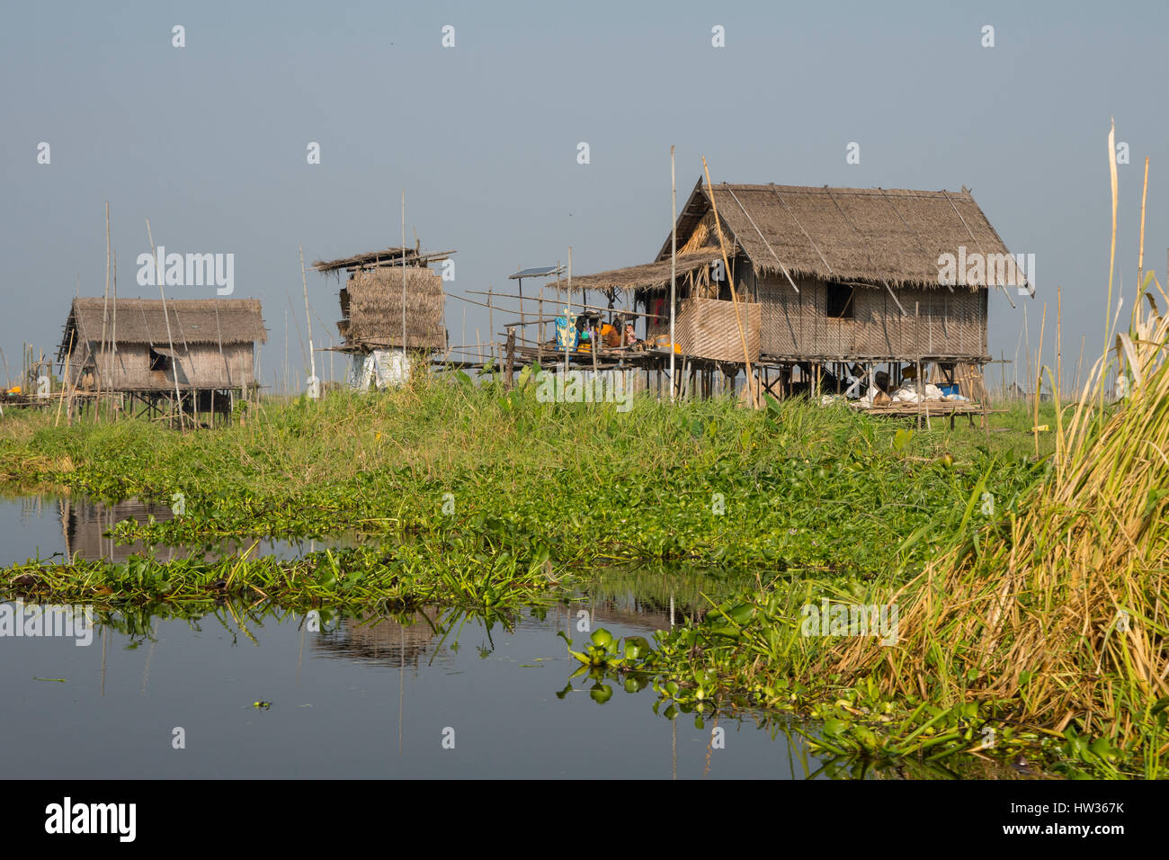Floating Village Houses on Inle Lake, Myanmar Stock Photo - Alamy