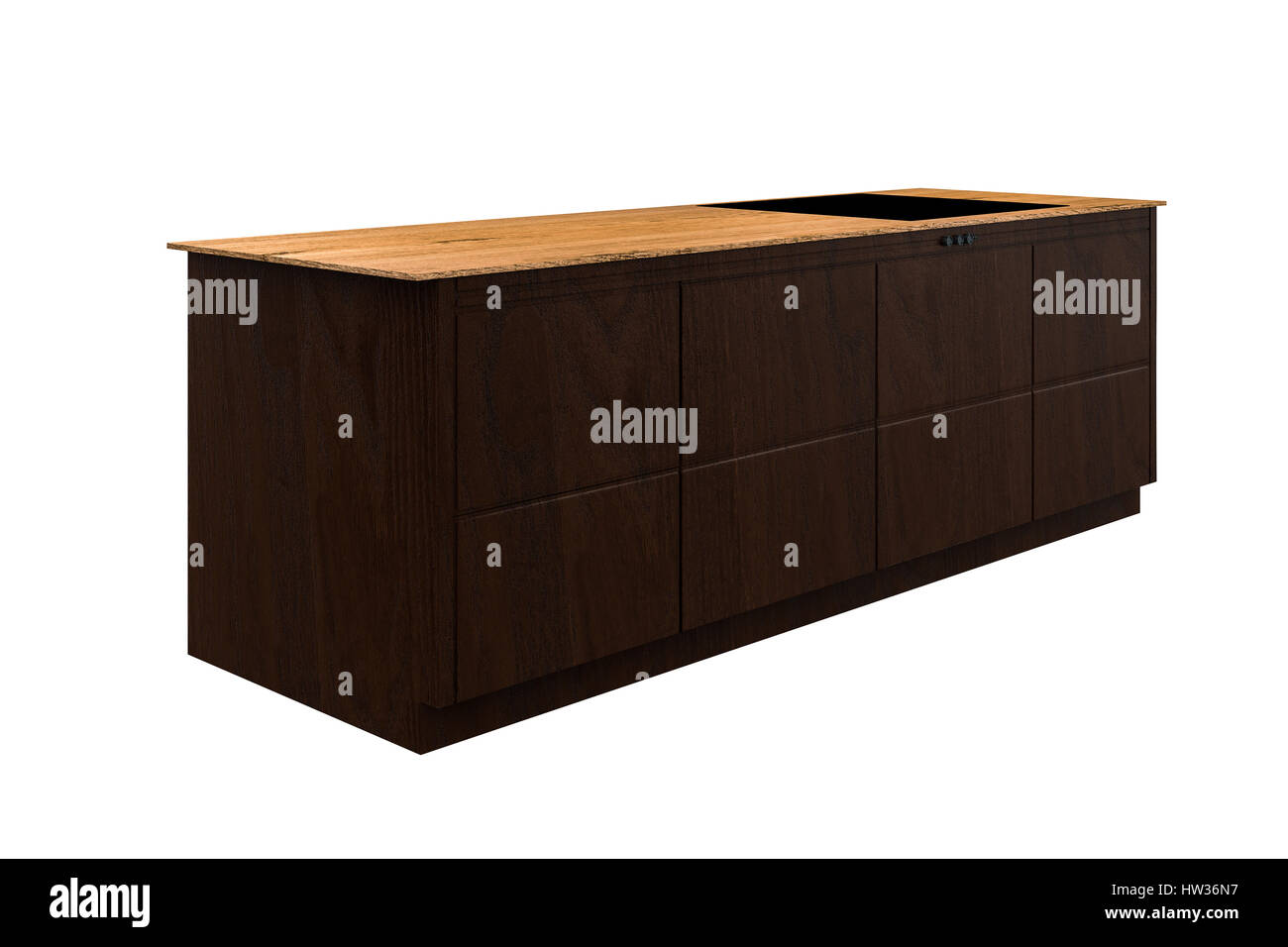 3d rendering kitchen cabinet isolated on white Stock Photo - Alamy