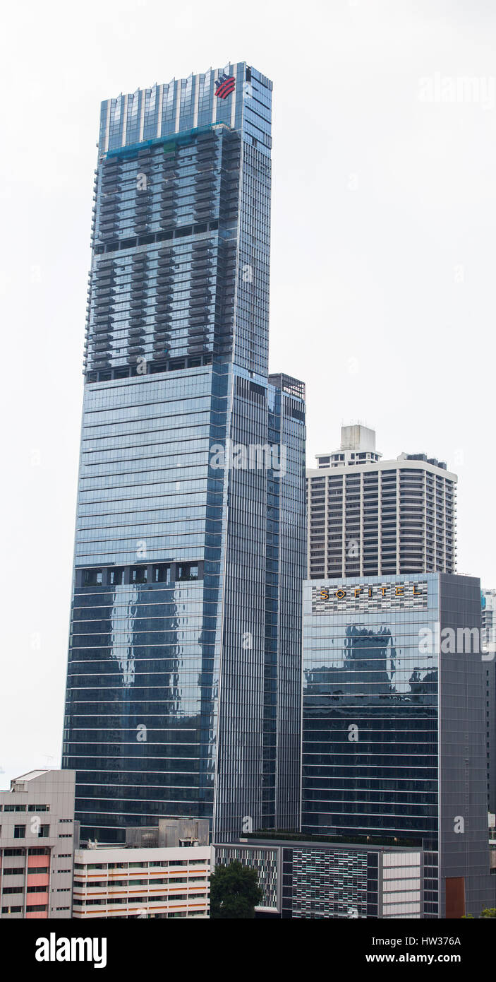 Vertical panorama of Guoco Tower, Singapore tallest commercial building ...