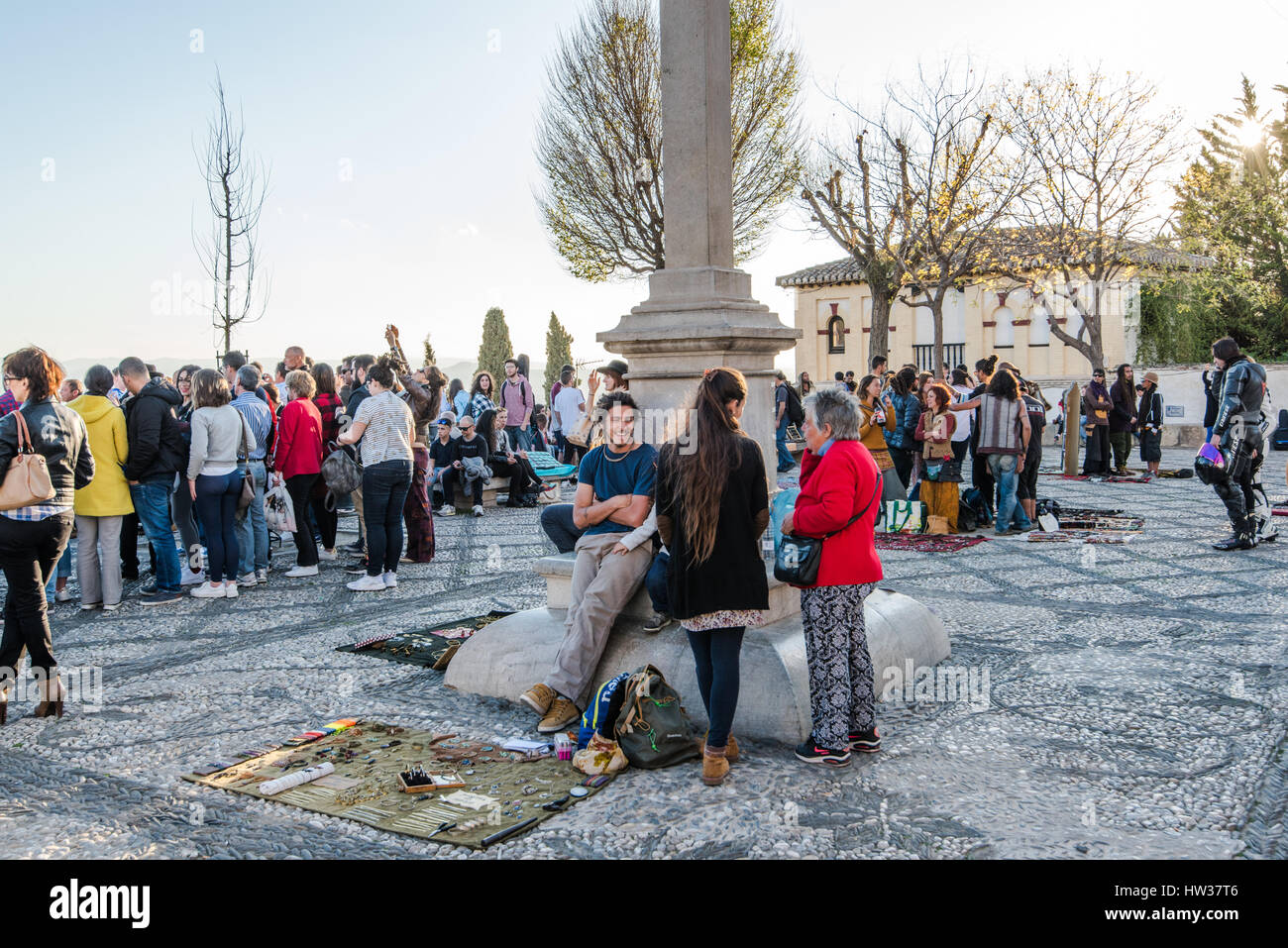 Granada, Spain - March 12, 2017: Local Gypsies at St Nicolas square in ...