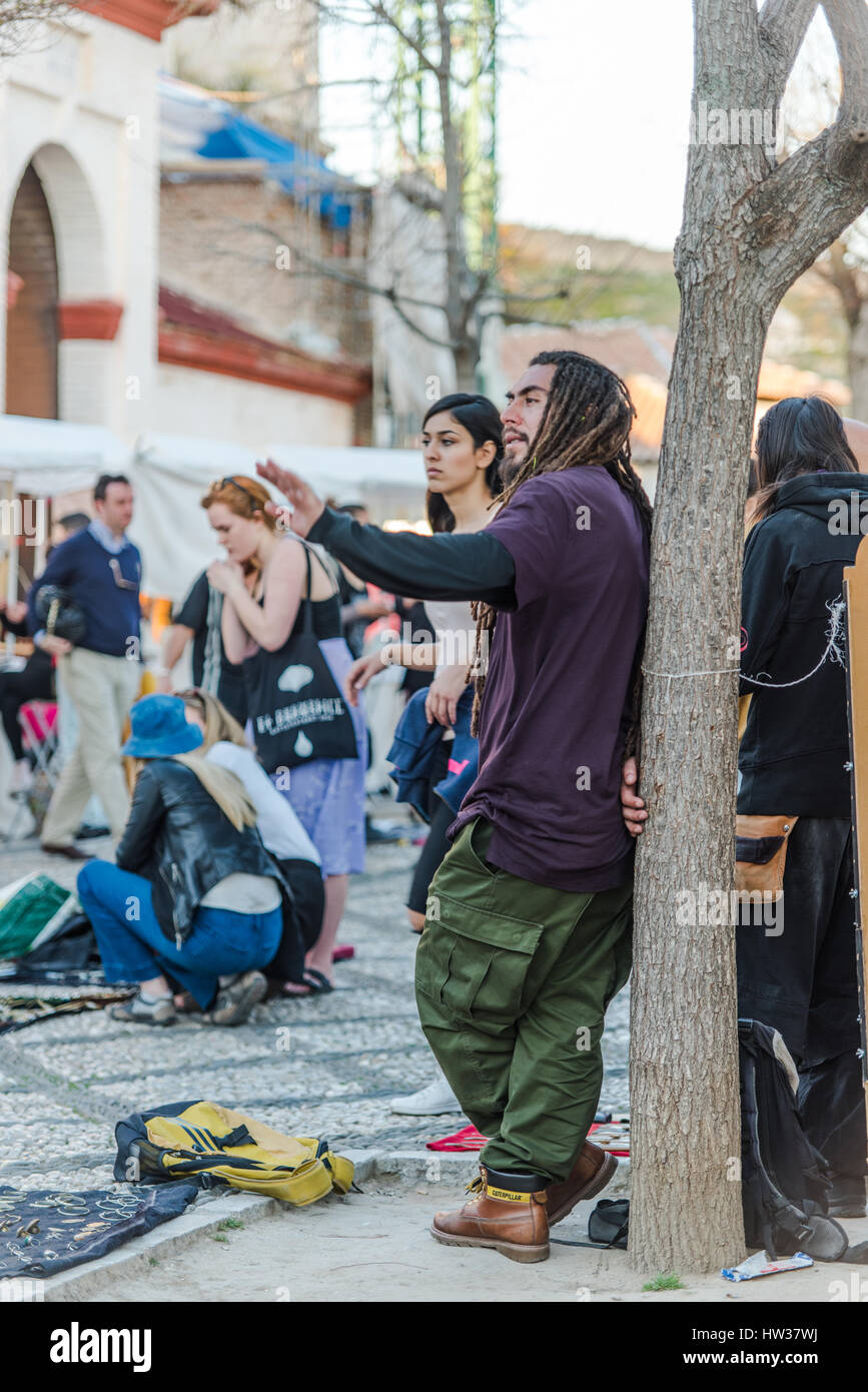 Granada, Spain - March 12, 2017: Local Gypsies at St Nicolas square in ...