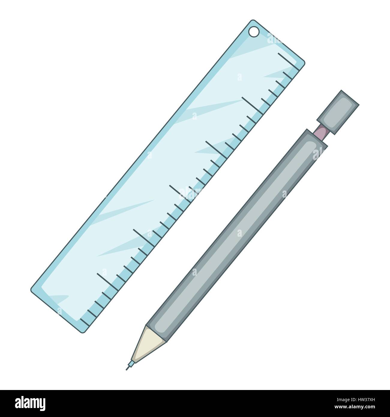Pencil and ruler icon, cartoon style Stock Vector Image & Art - Alamy