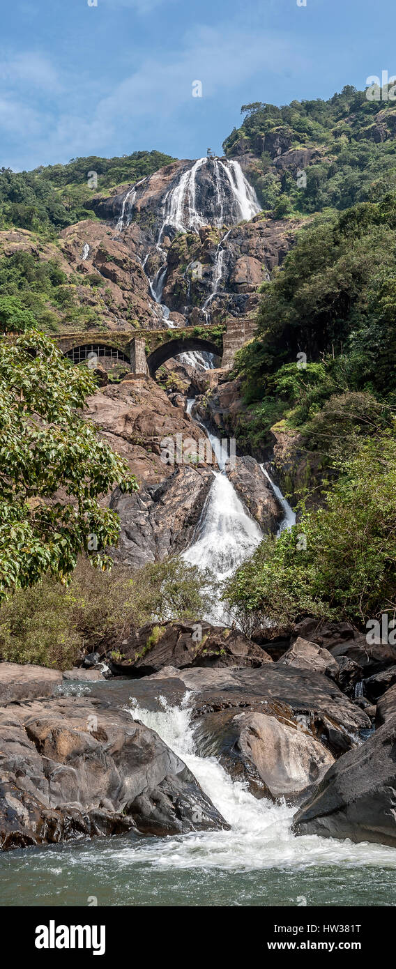 India, Goa, Mollem National Park. Dudhsagar Waterfall with ... - Nature ...