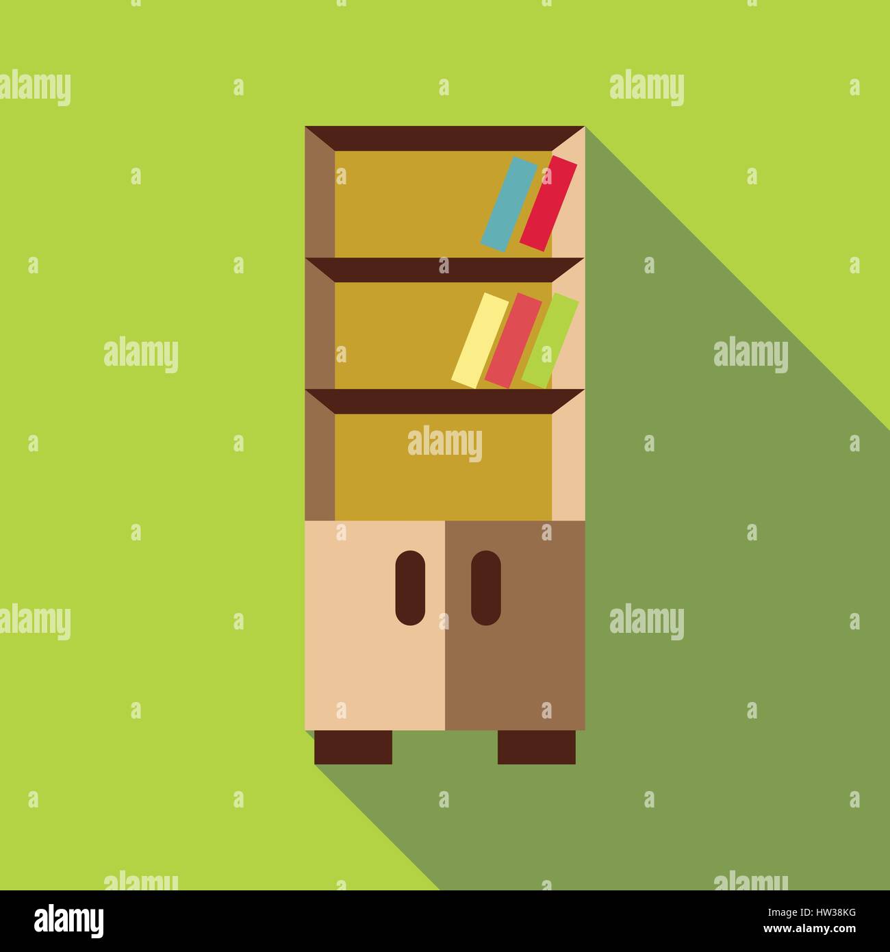 Bookcase icon, flat style Stock Vector Image & Art - Alamy