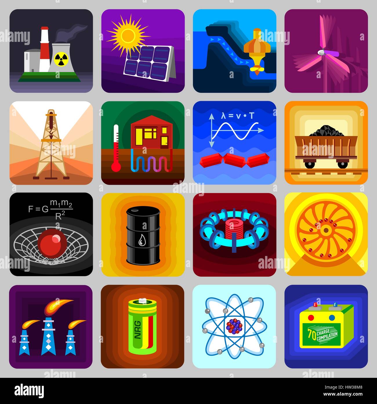 Energy sources items icons set, flat style Stock Vector Image & Art - Alamy